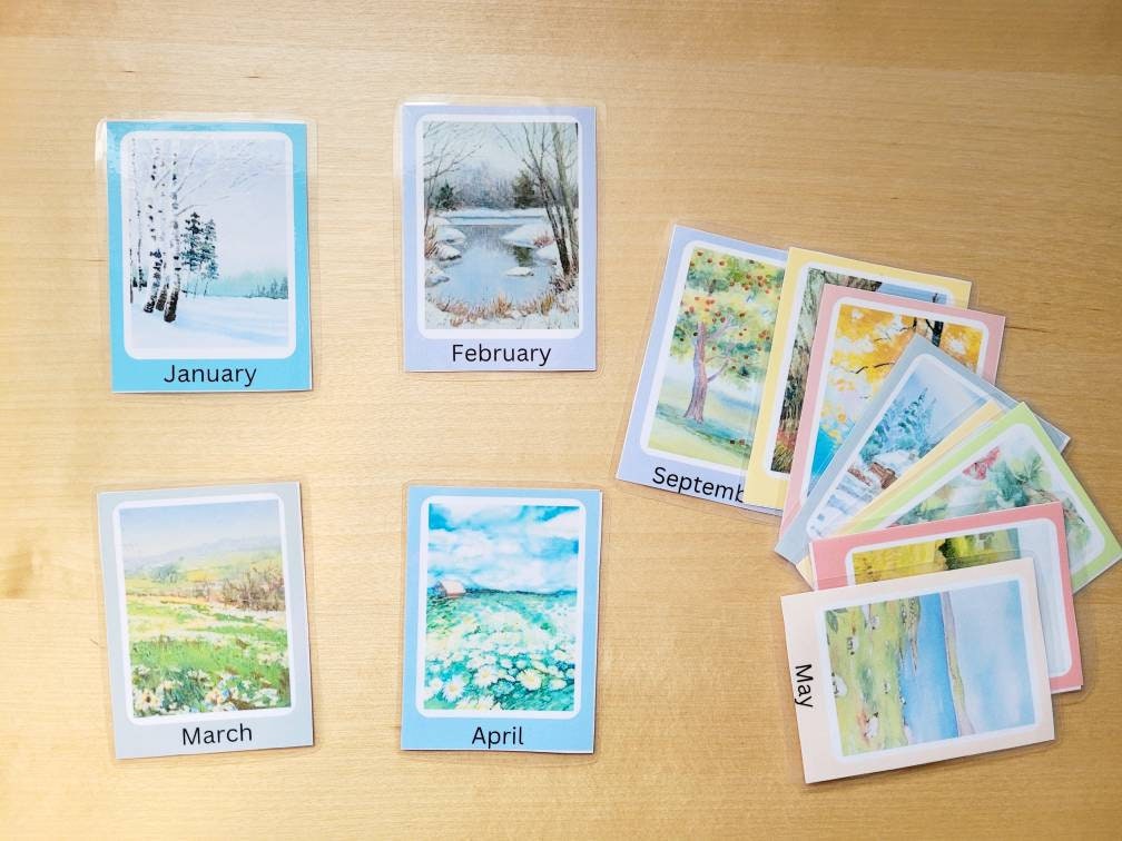 Months of the Year Flashcards, Watercolor Flashcards, Flashcards and ...