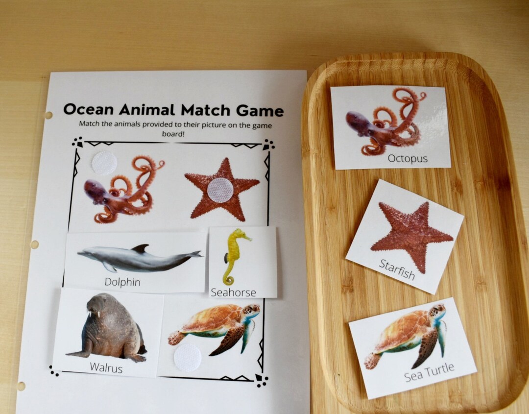Ocean Animals Matching Game, Preschool Printable Busy Book Page ...