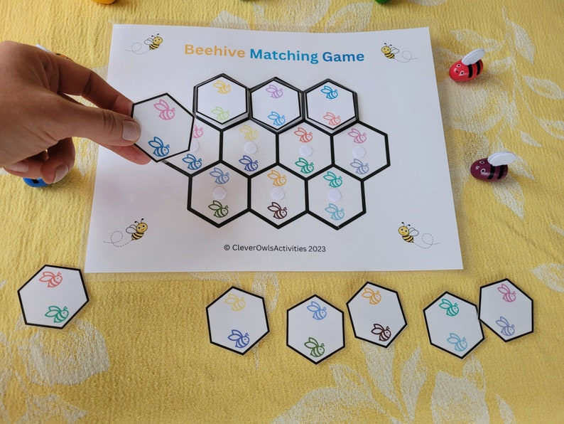 Beehive Matching Game Color Matching Toddler Activity Busy - Etsy