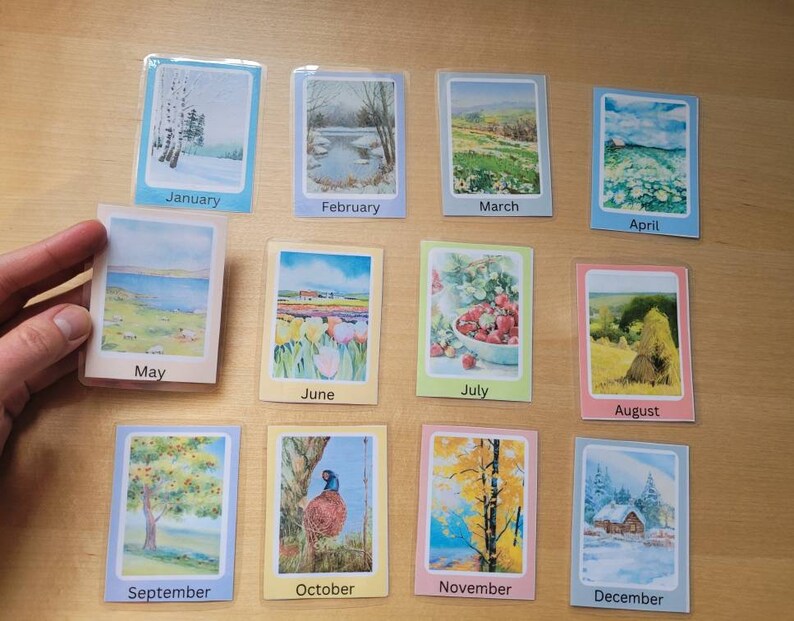 Months of the Year Flashcards, Watercolor Flashcards, Flashcards and ...
