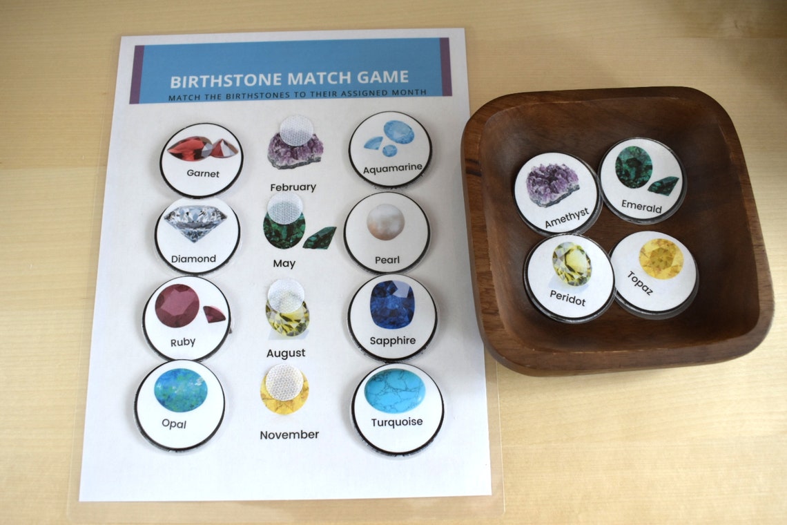 Birthstone Match Game: Montessori Toddler Worksheet (PDF) - Etsy Canada