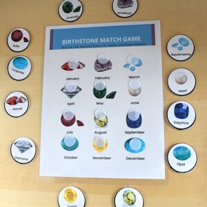 Birthstone Match Game: Montessori Toddler Worksheet (PDF) - Etsy Canada