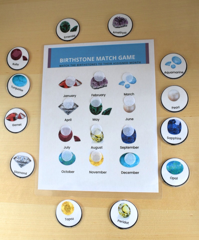 Printable Toddler Worksheet, Birthstone Match Game, Busy Book Page ...