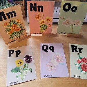 Flower Alphabet Cards, Watercolor Flower Cards, Toddler Activity ...
