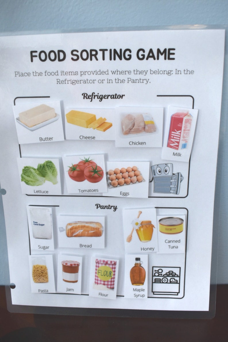Printable Busy Book Page, Food Sorting Game, Montessori Inspired ...
