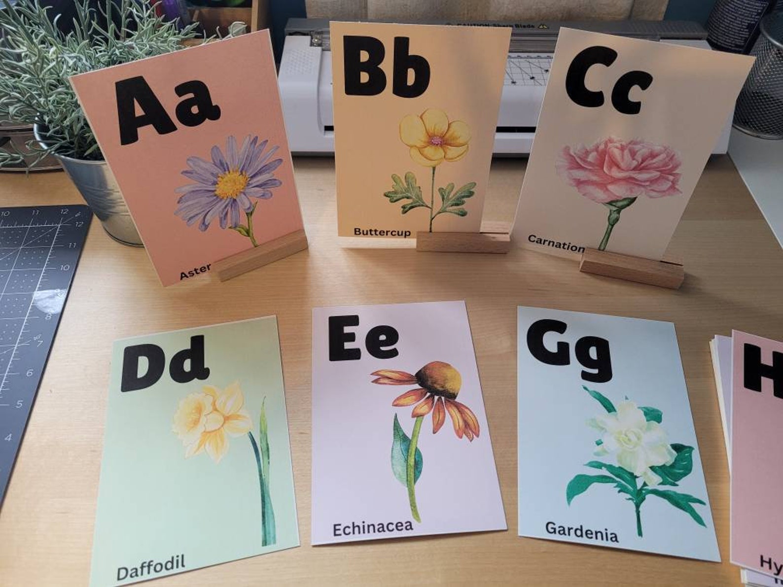 Flower Alphabet Cards, Watercolor Flower Cards, Toddler Activity ...