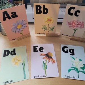 Flower Alphabet Cards, Watercolor Flower Cards, Toddler Activity ...