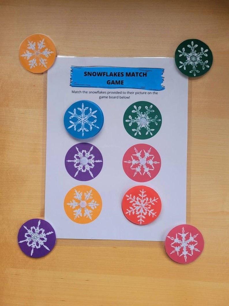 Snowflake Matching Game Printable Toddler Worksheet - Etsy