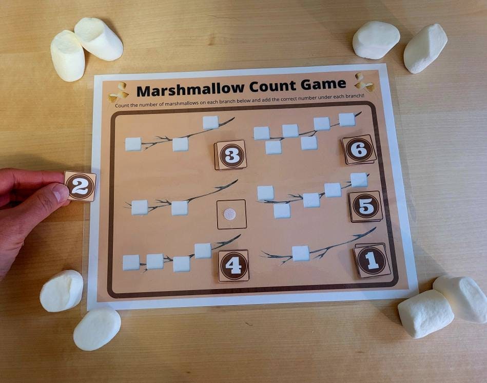 Marshmallow Counting Game, Math Worksheet, Counting Activity ...