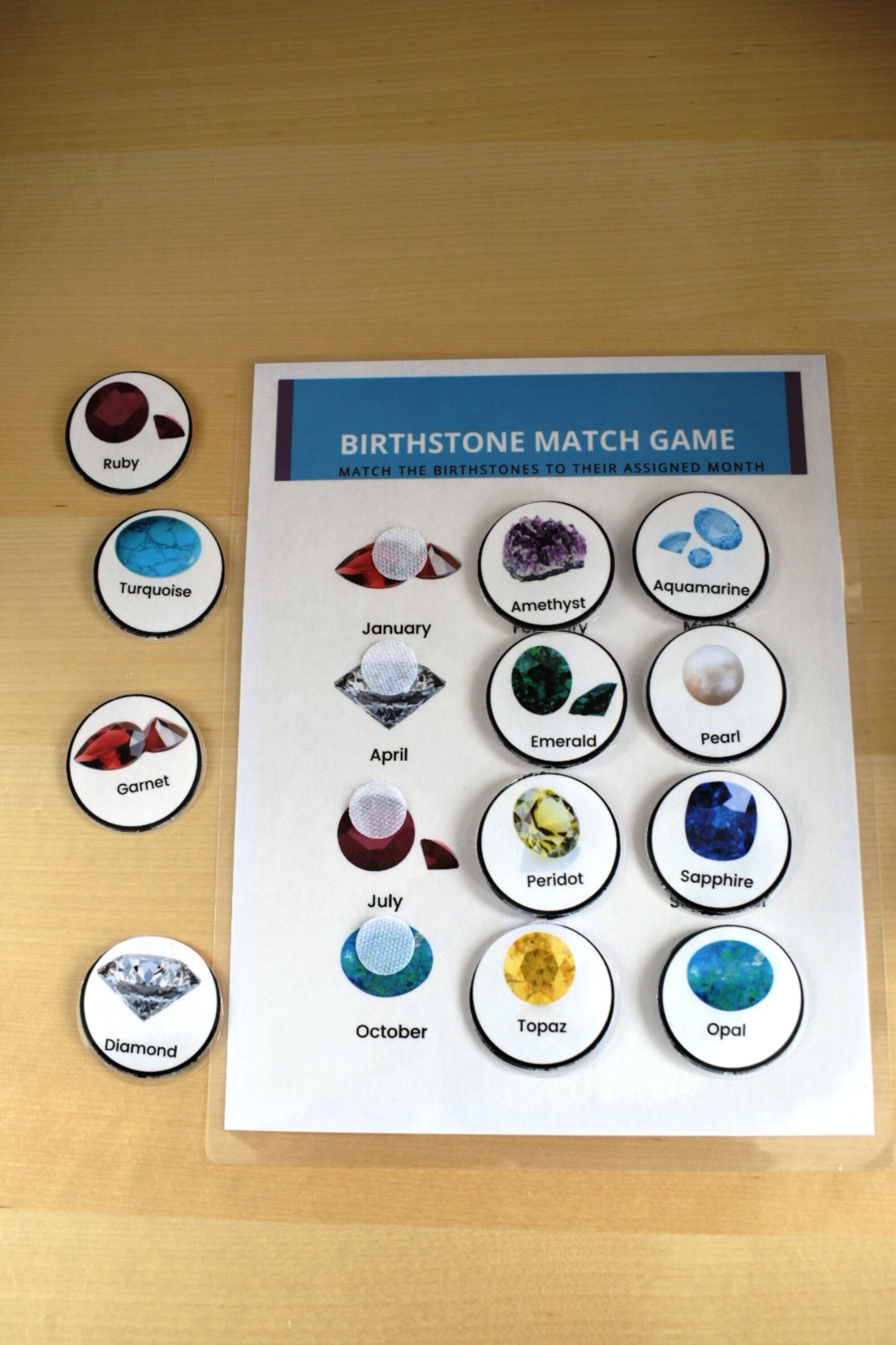 Birthstone Match Game: Montessori Toddler Worksheet (PDF) - Etsy Canada