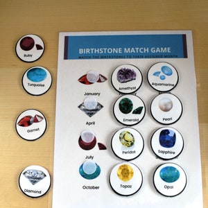Birthstone Match Game: Montessori Toddler Worksheet (PDF) - Etsy Canada