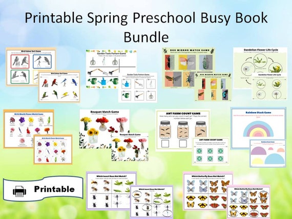 Printable Spring Preschool Busy Book Bundle Montessori - Etsy
