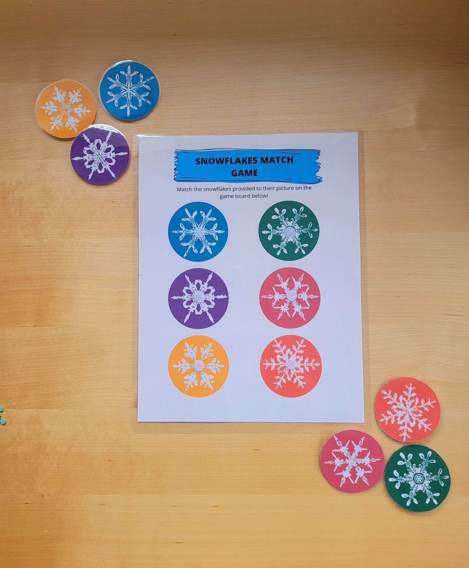 Snowflake Matching Game Printable Toddler Worksheet - Etsy
