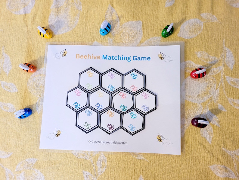 Beehive Matching Game Color Matching Toddler Activity Busy - Etsy