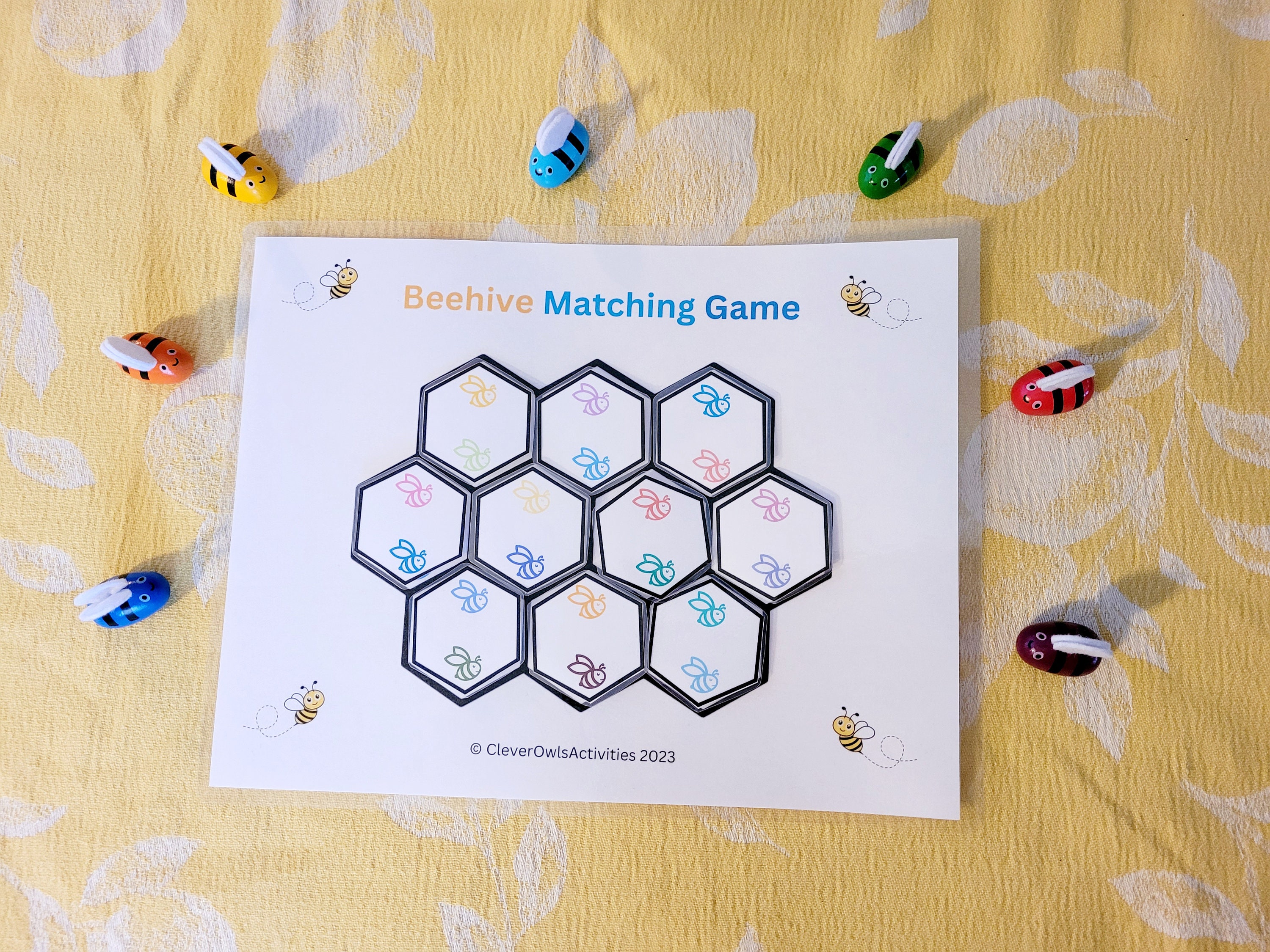 Beehive Matching Game, Color Matching, Toddler Activity, Busy Book Page ...