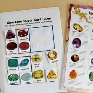 Printable Gemstone Colour Sorting Game, Preschool Busy Book Page ...
