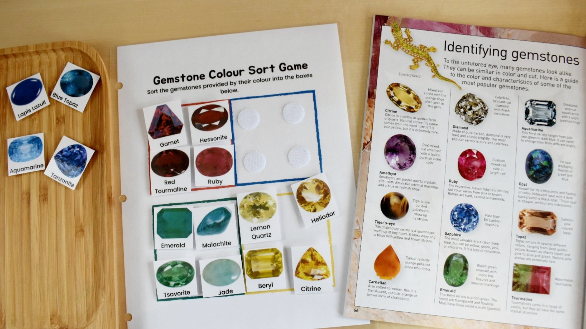 Printable Gemstone Colour Sorting Game, Preschool Busy Book Page ...
