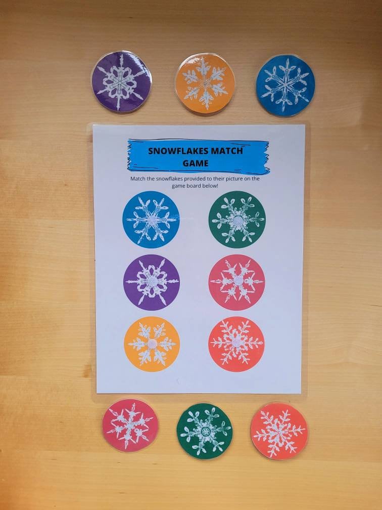 Snowflake Matching Game, Printable Toddler Worksheet, Homeschool ...