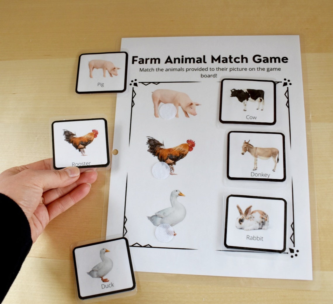 Farm Animal Matching Game: Preschool Learning Activity (PDF) - Etsy