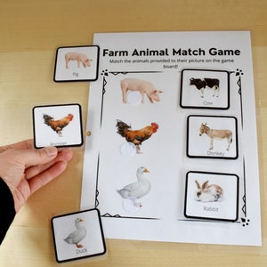 Farm Animal Matching Worksheet, Preschool Printable, Activities for ...