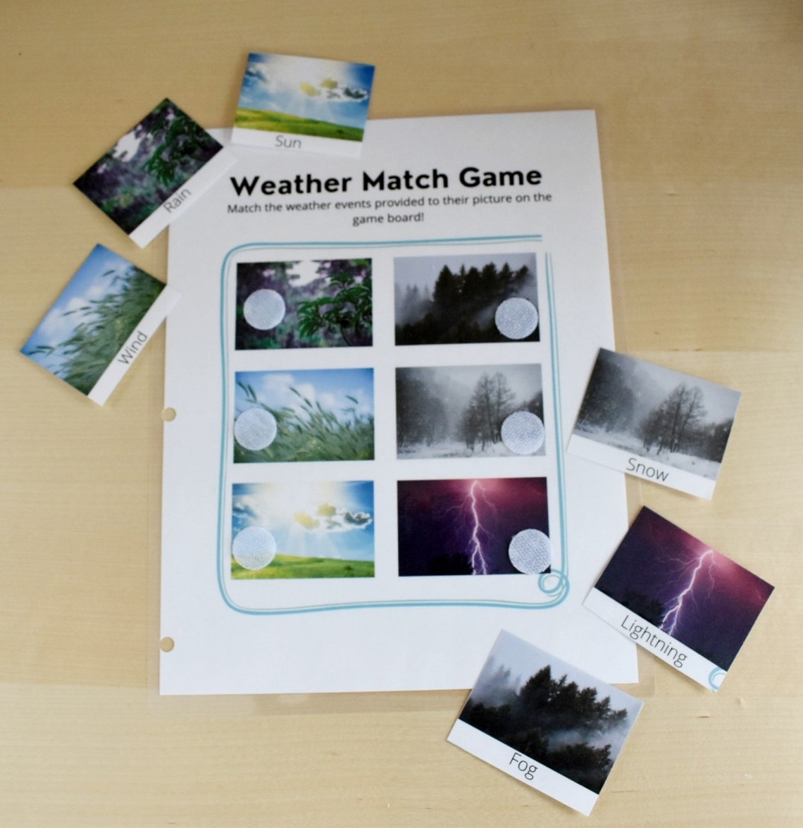 Preschool Weather Match Game, Printable Worksheet, Activities for ...