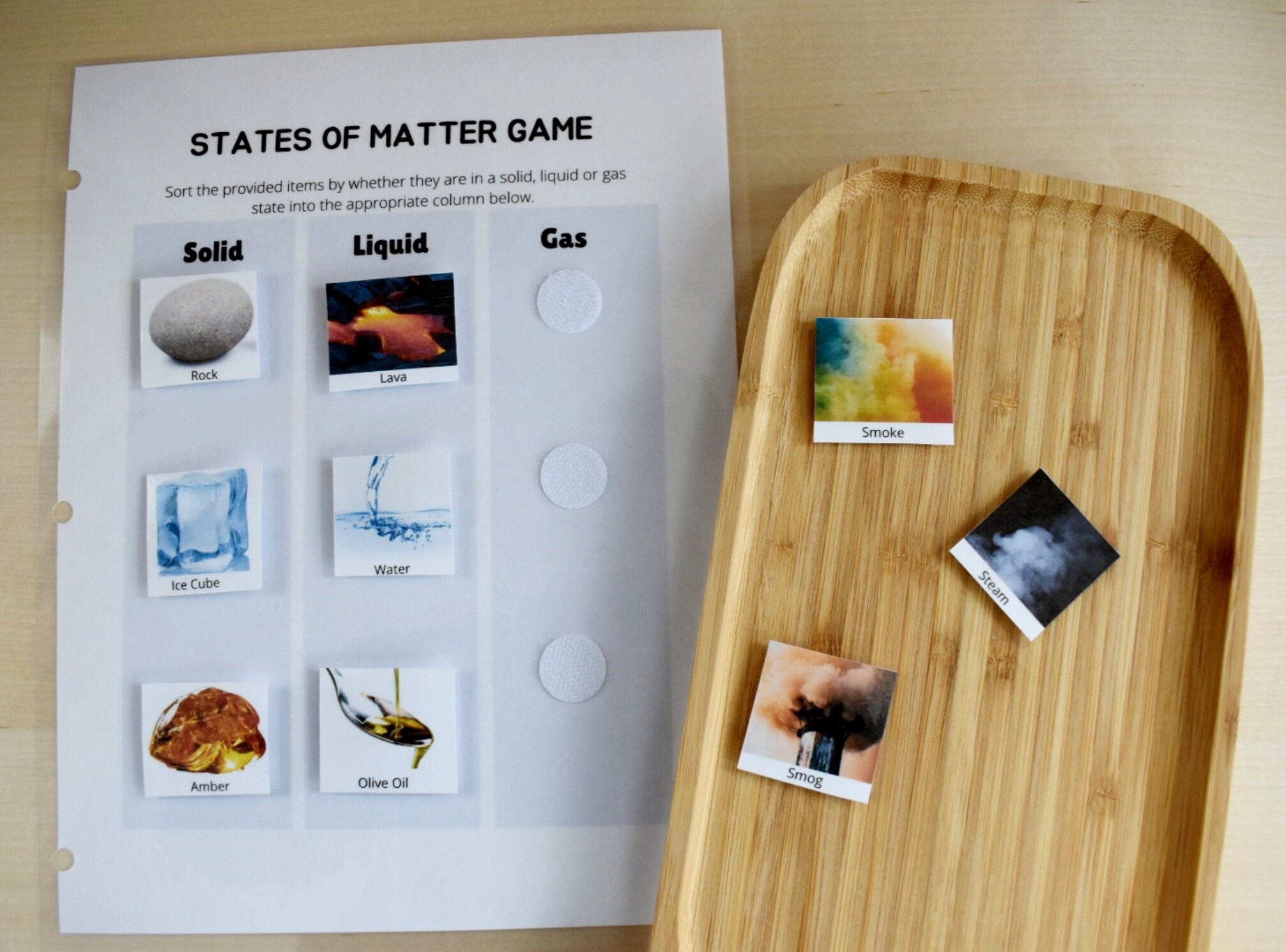 Printable States of Matter Game, Physics Preschool Worksheet ...