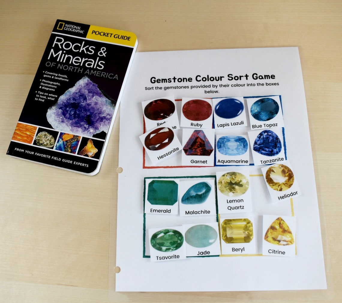 Printable Gemstone Colour Sorting Game, Preschool Busy Book Page ...