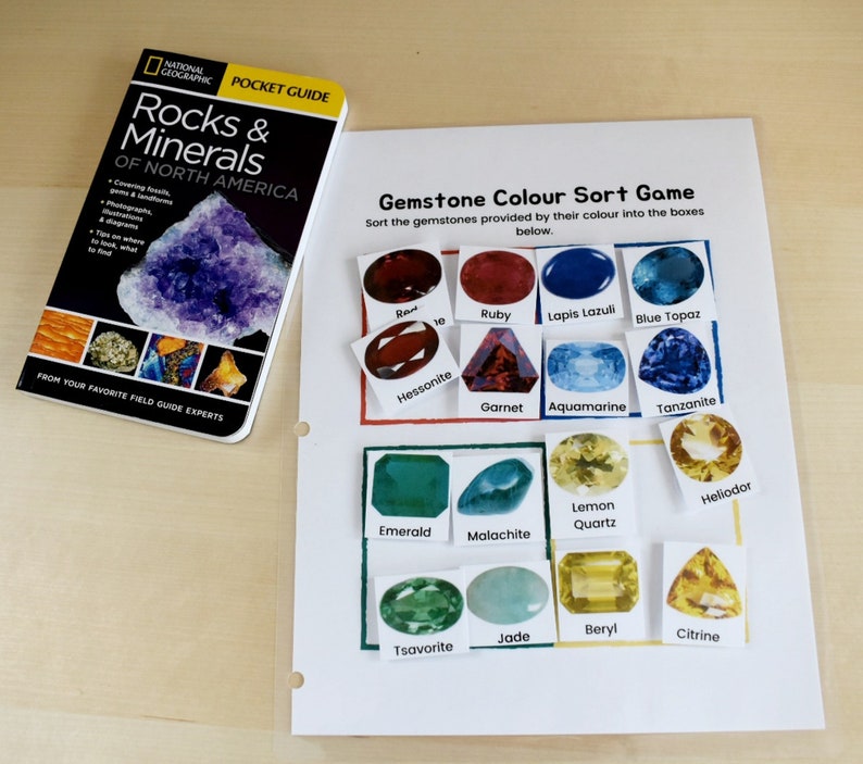 Printable Gemstone Colour Sorting Game, Preschool Busy Book Page ...