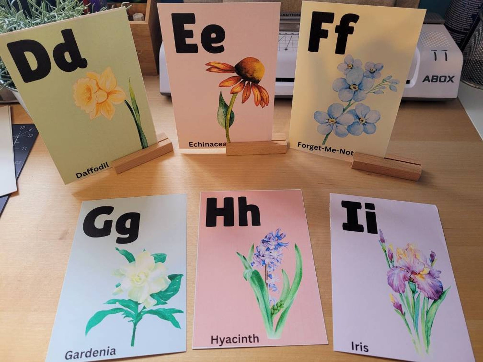 Flower Alphabet Cards, Watercolor Flower Cards, Toddler Activity ...