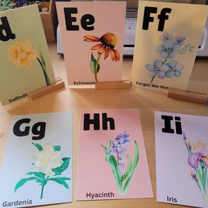 Flower Alphabet Cards, Watercolor Flower Cards, Toddler Activity ...