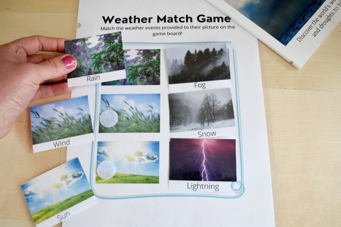 Preschool Weather Match Game, Printable Worksheet, Activities for ...