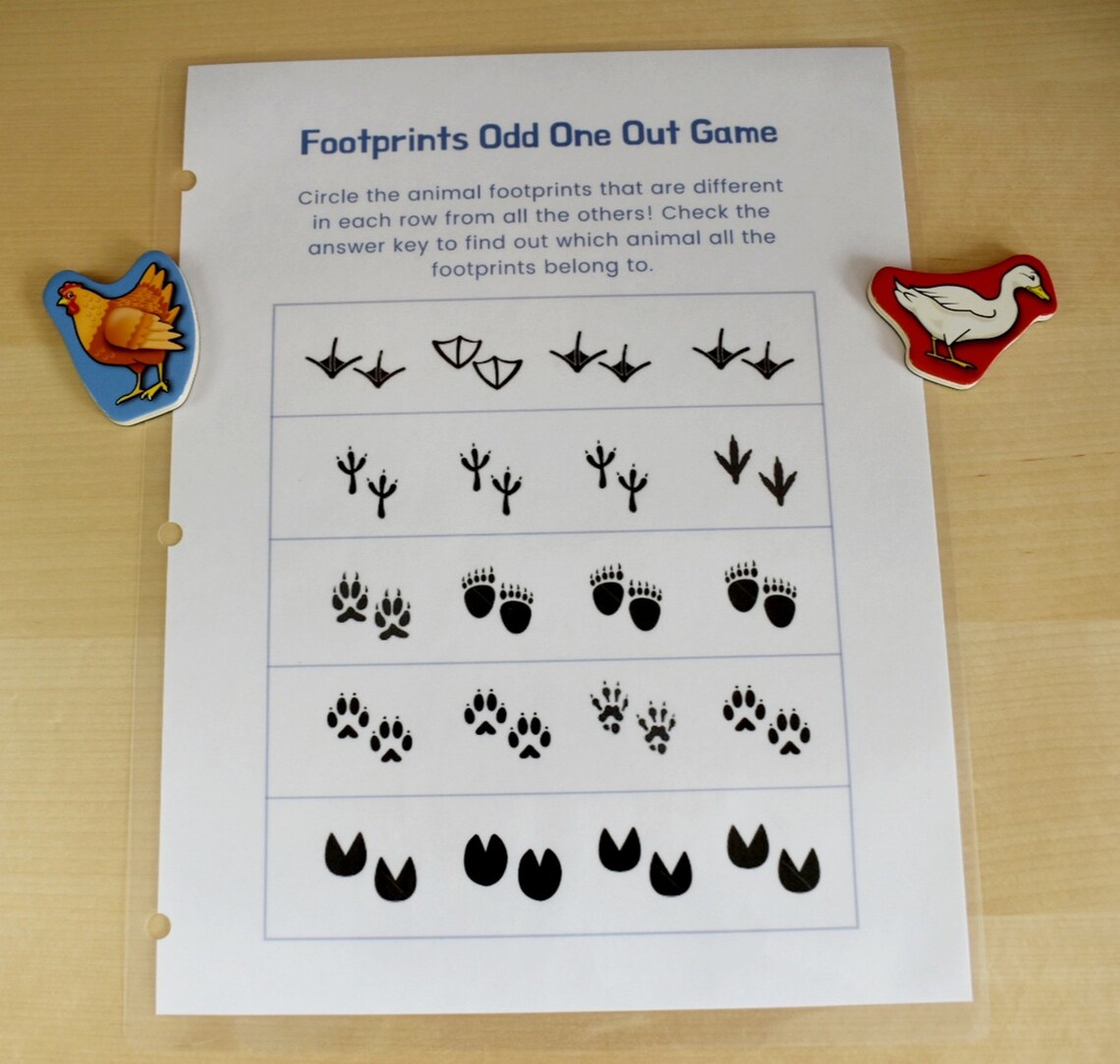 Preschool Animal Footprints Game, Printable Busy Book Page, Montessori ...