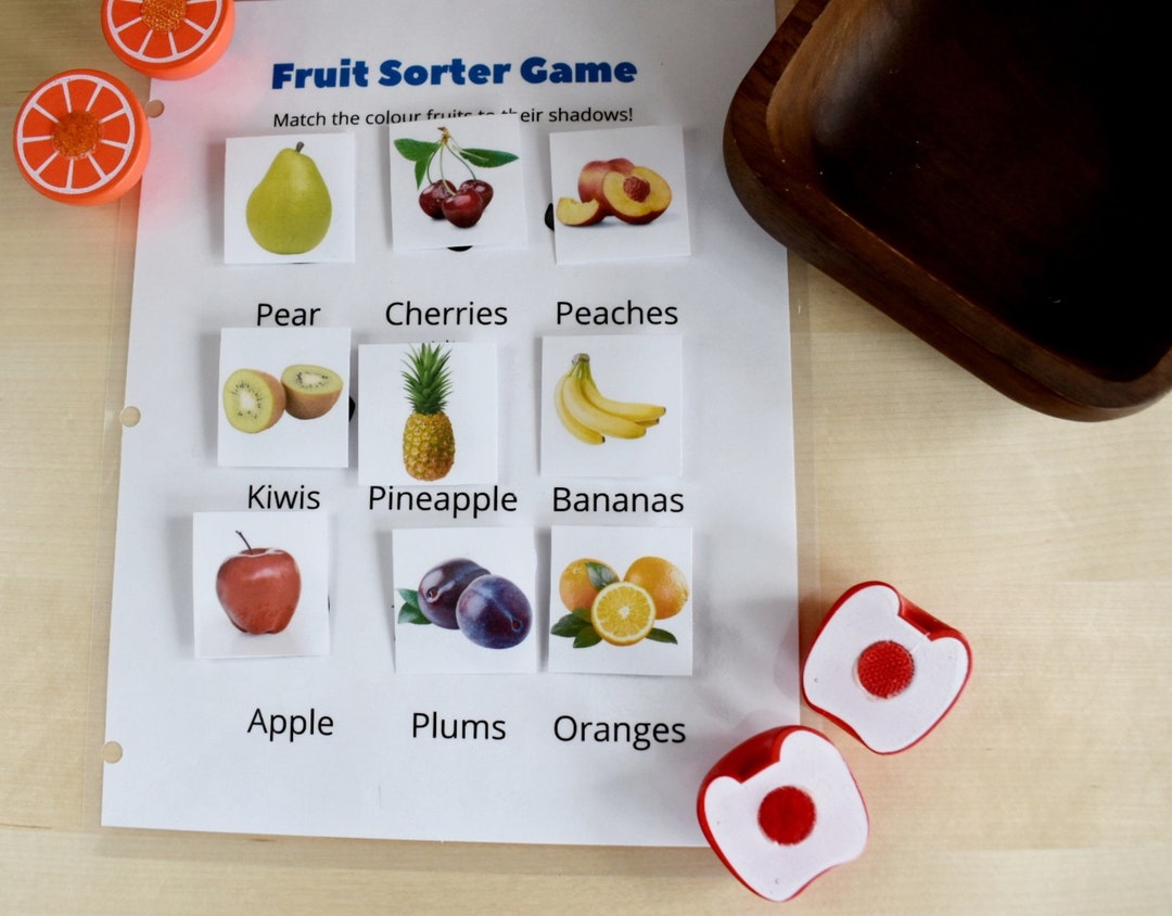 Preschool Printable Fruit Sorter Game, Busy Book Page, Activities for ...