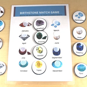 Birthstone Match Game: Montessori Toddler Worksheet (PDF) - Etsy Canada