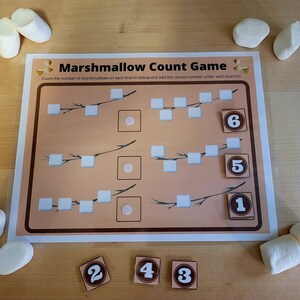 Marshmallow Counting Game, Math Worksheet, Counting Activity ...