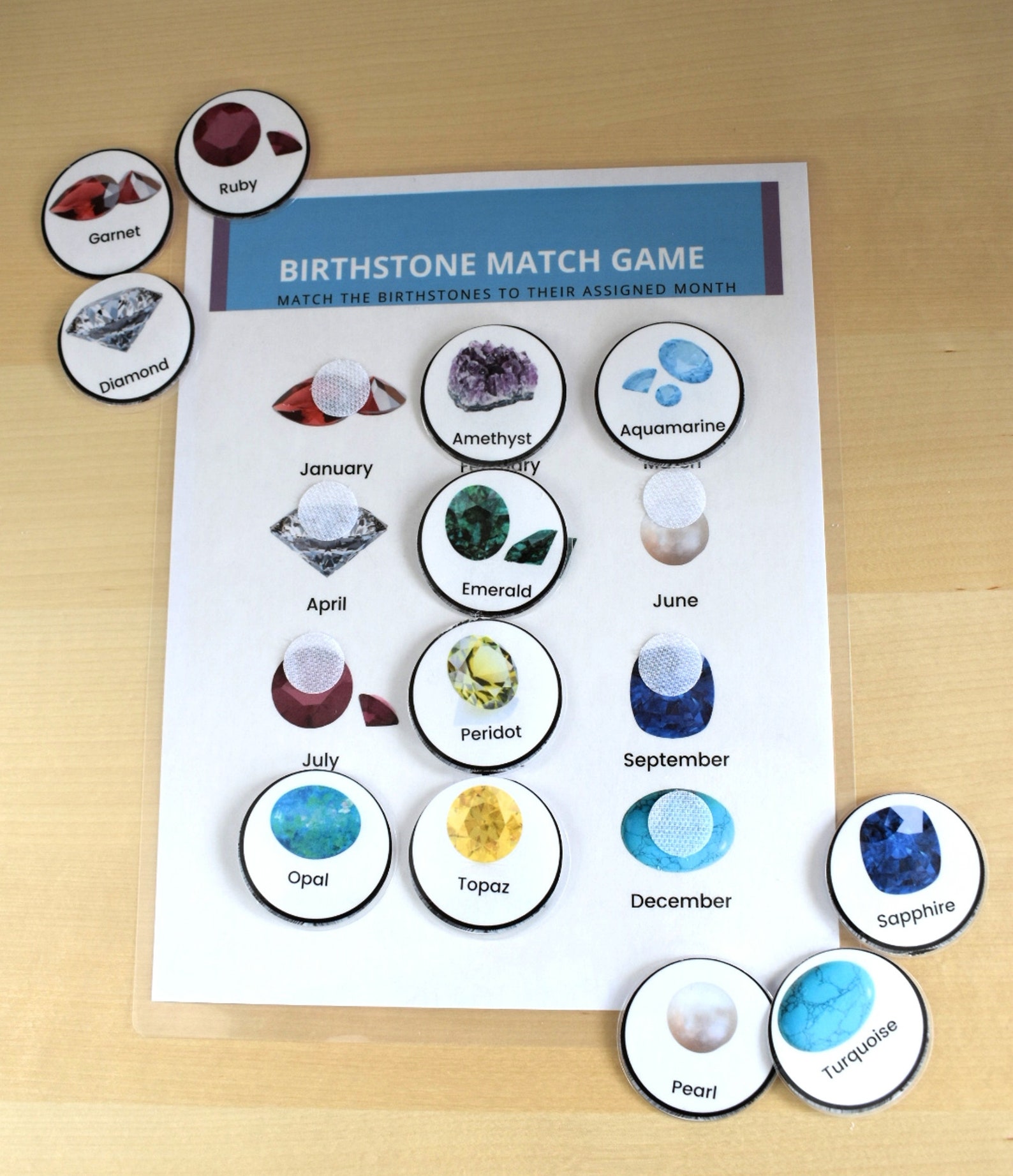 Birthstone Match Game: Montessori Toddler Worksheet (PDF) - Etsy Canada