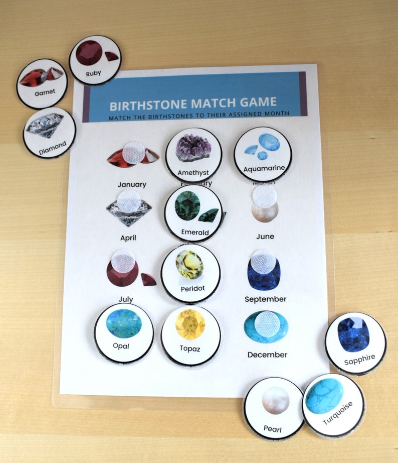 Printable Toddler Worksheet, Birthstone Match Game, Busy Book Page ...