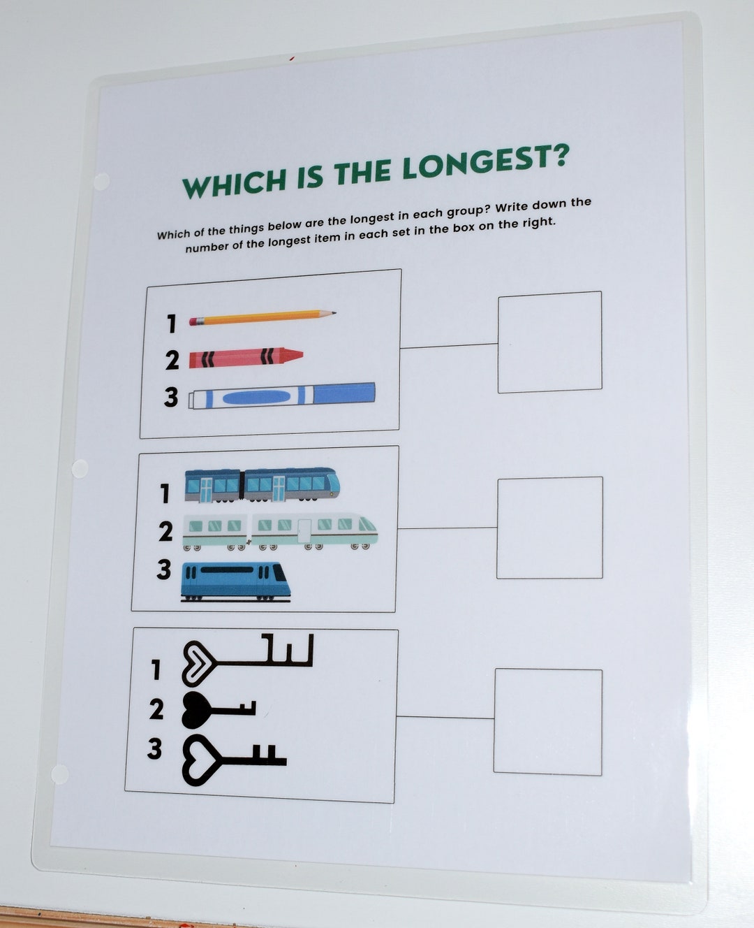Printable Busy Book Page-which is the Longest Game-math-activities for ...