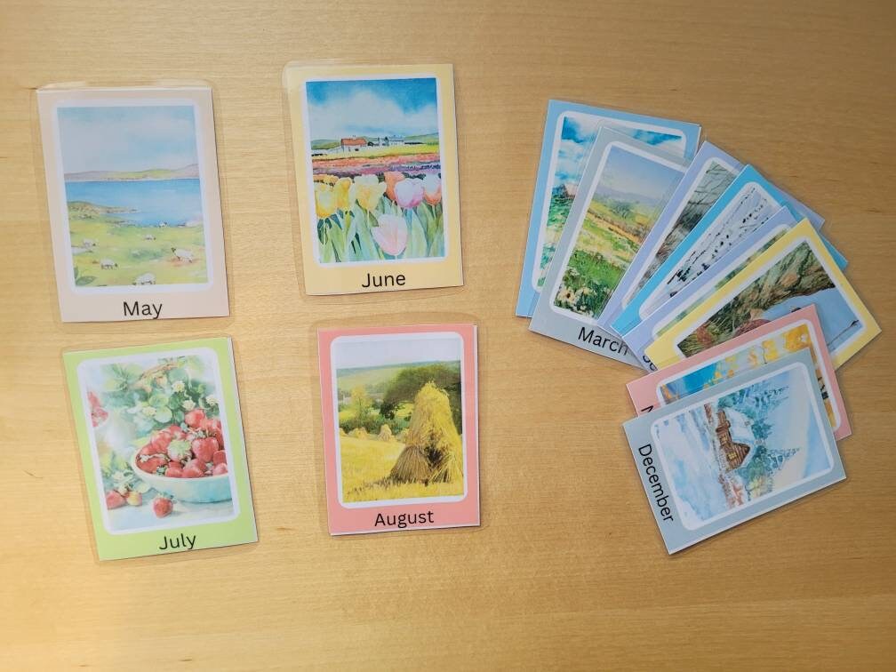 Months of the Year Flashcards, Watercolor Flashcards, Flashcards and ...