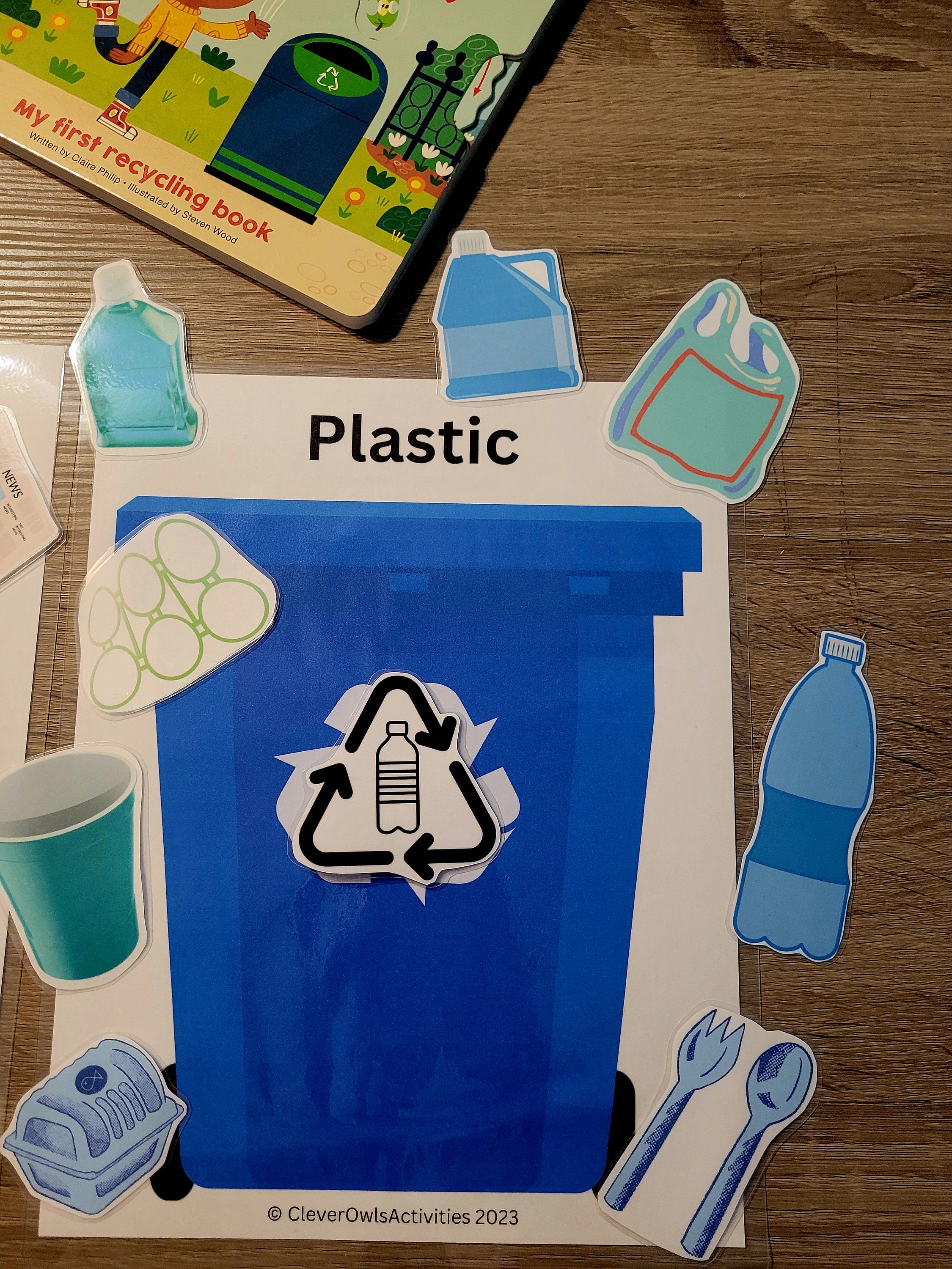 Recycling Sorting Game, Busy Book Page, Toddler Activity, Preschool ...