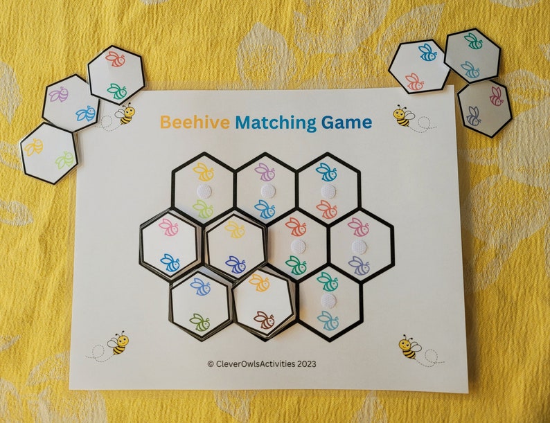 Beehive Matching Game Color Matching Toddler Activity Busy - Etsy