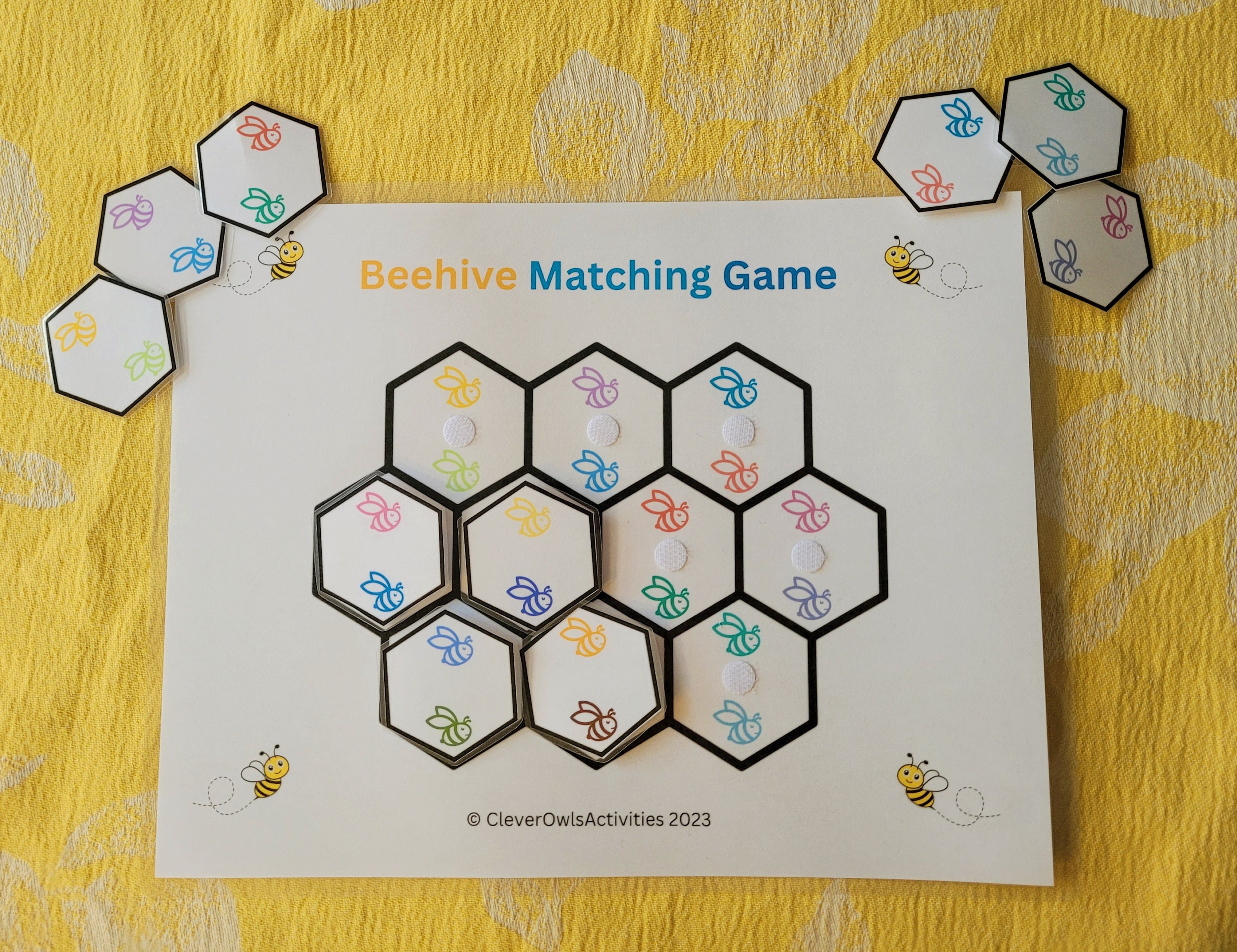Beehive Matching Game, Color Matching, Toddler Activity, Busy Book Page ...