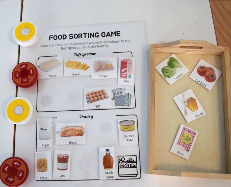 Printable Busy Book Page, Food Sorting Game, Montessori Inspired ...