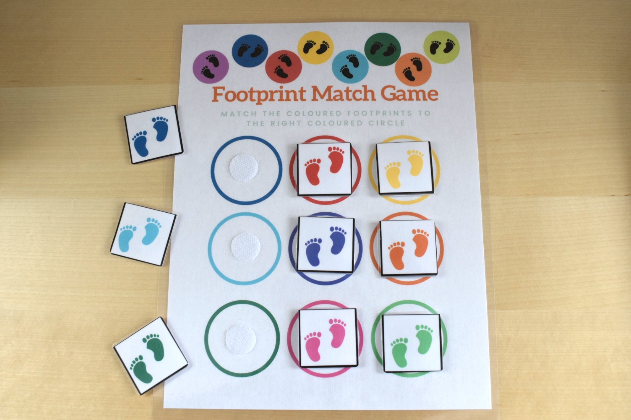 Printable Busy Book Page, Footprints Colour Matching Game, Preschool ...