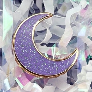 Lil Lavender Moon Purple Glitter Crescent Moon Hard Enamel - Etsy