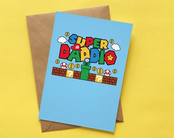 Super Mario Fathers Day Card, Super Daddio Fathers Day Card, Card for ...