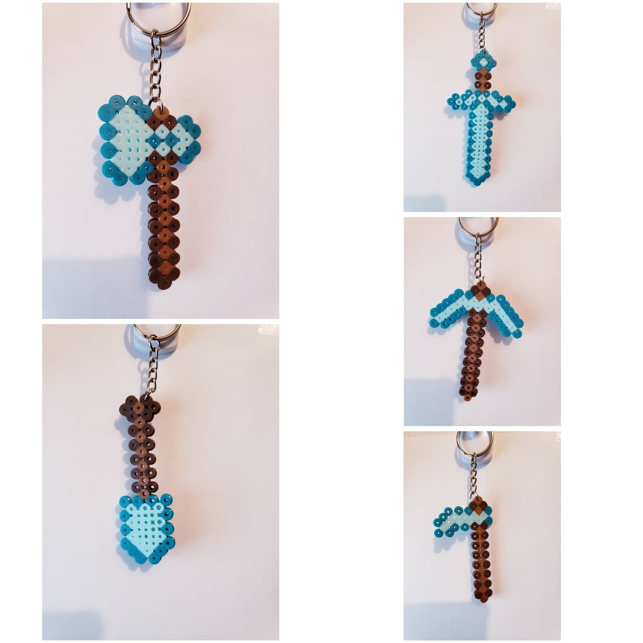 Minecraft Diamond Tool Set Perler Cuentas | Etsy