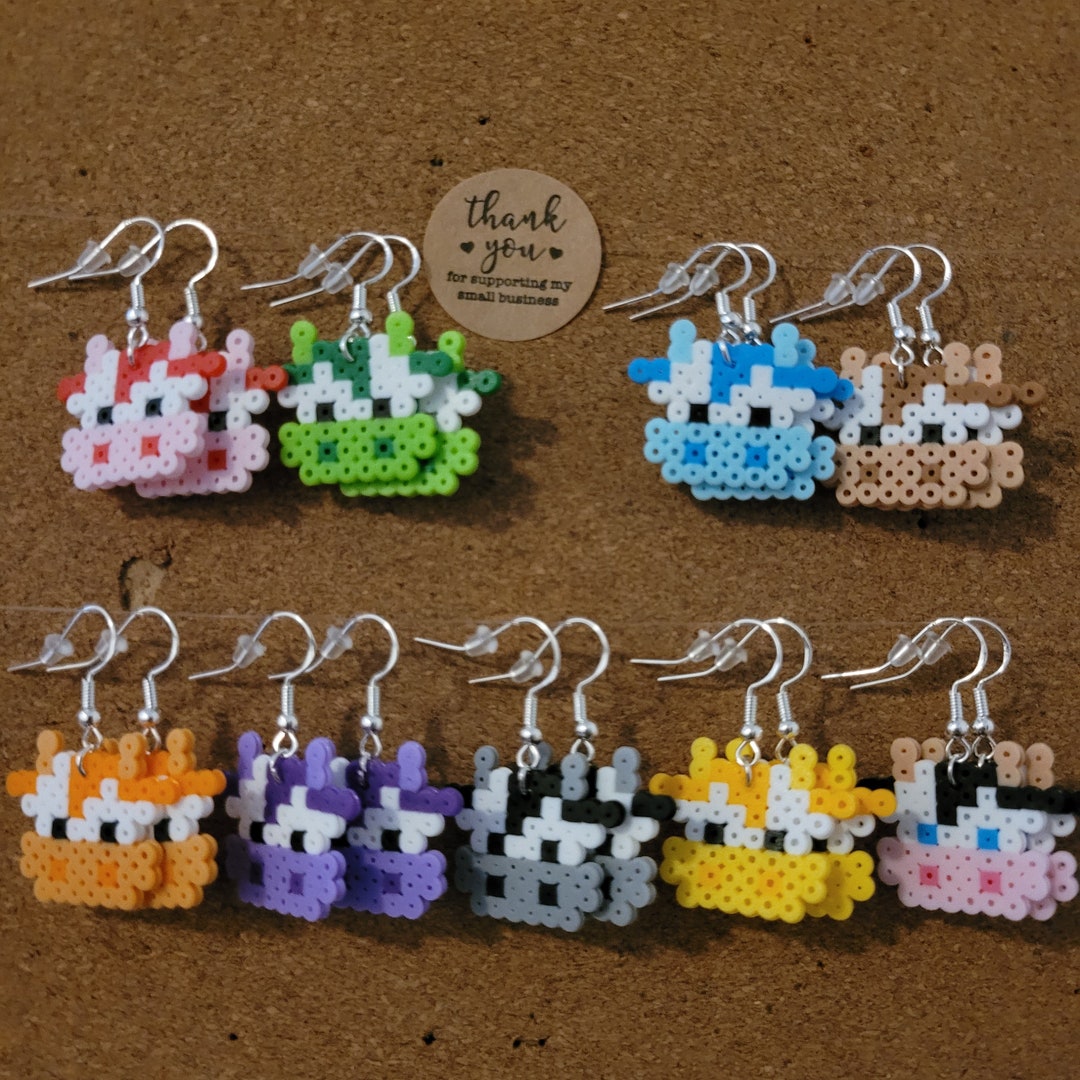 Cow Earrings | Perler Bead Earrings | Cute Farm Animal Jewelry Gifts ...