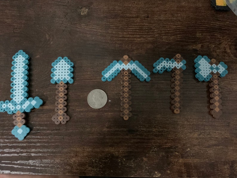 Minecraft Diamond Tool Set Perler Beads - Etsy