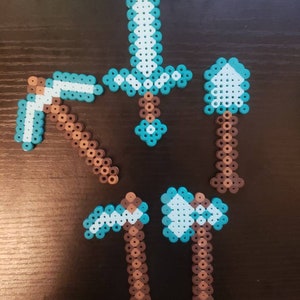 Minecraft Diamond Tool Set Perler Beads - Etsy